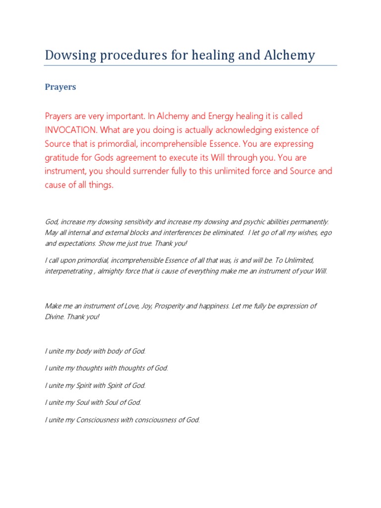 Dowsing Procedures For Healing and Alchemy | PDF | Forgiveness | Prayer