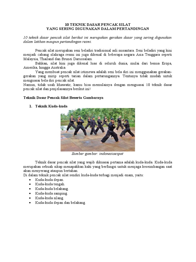 10 Teknik Dasar Pencak Silat | PDF