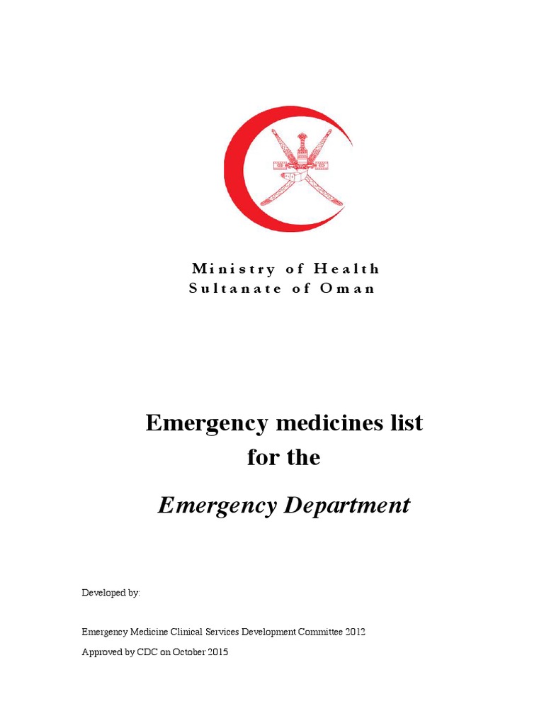 Emergency Medicines List For The | PDF | Analgesic | Medical Treatments
