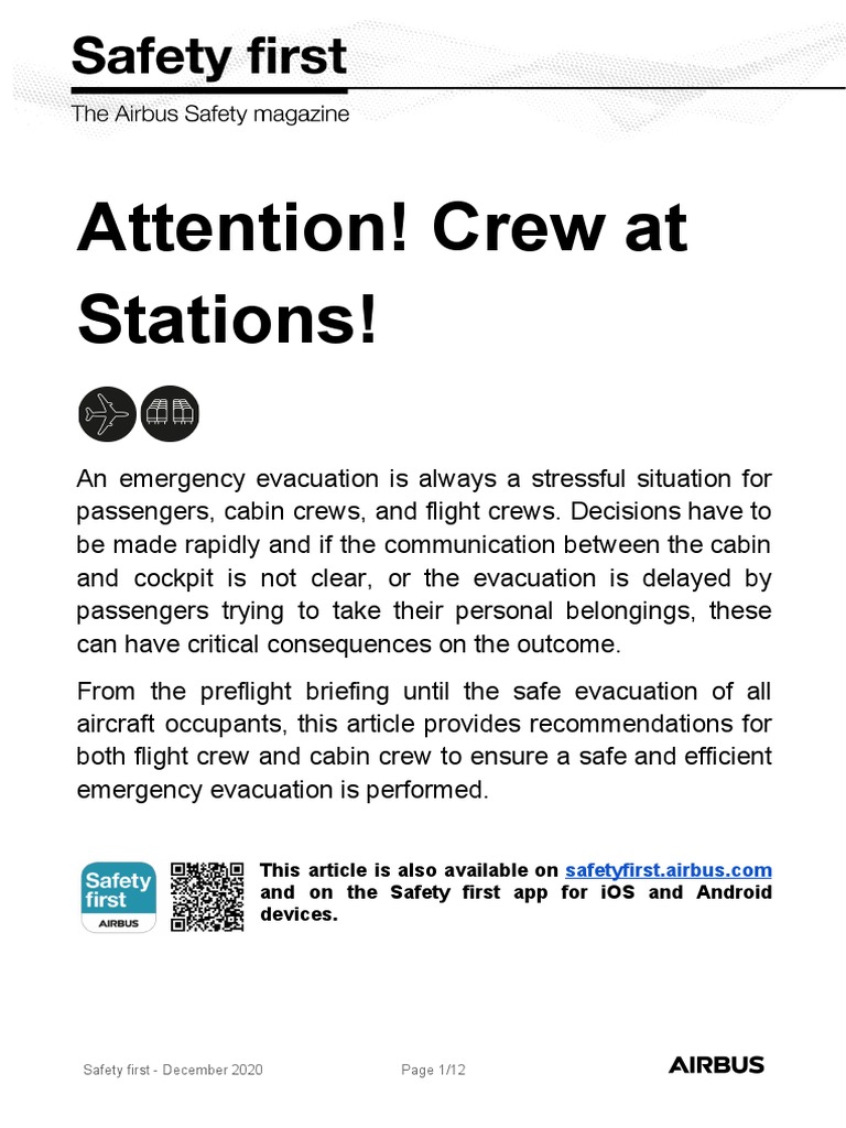 Attention! Crew at Stations - Safety First | PDF | Flight Attendant ...