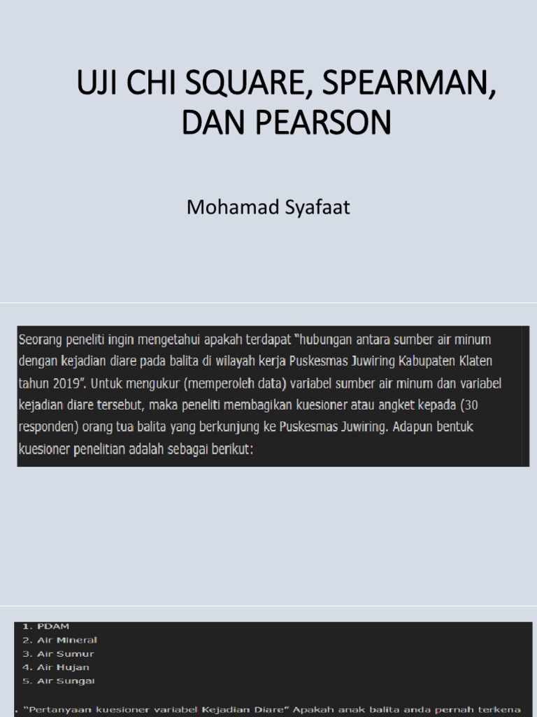 Uji Chi Square, Spearman, Dan Pearson | PDF