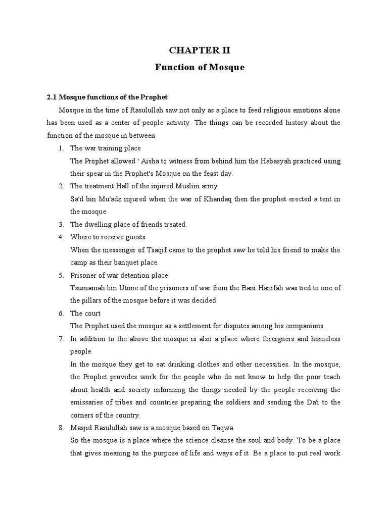The Function of The Mosque | PDF | Mosque | Muhammad