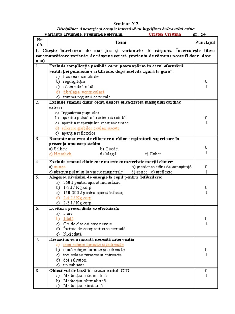 Anestiologie Test | PDF