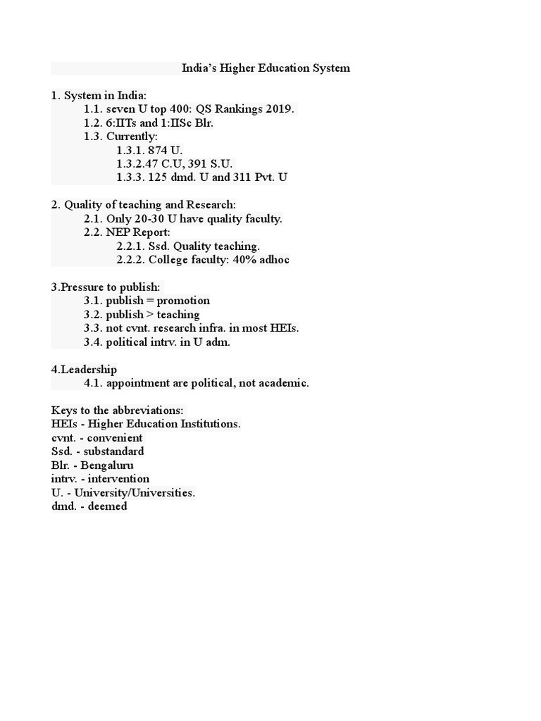 Higher Education System Notes | PDF | Students | Higher Education