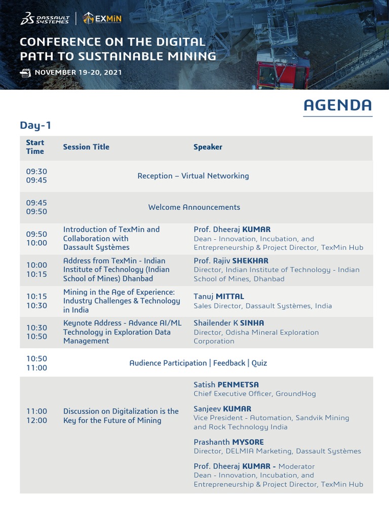Agenda: Conference On The Digital Path To Sustainable Mining | Download ...