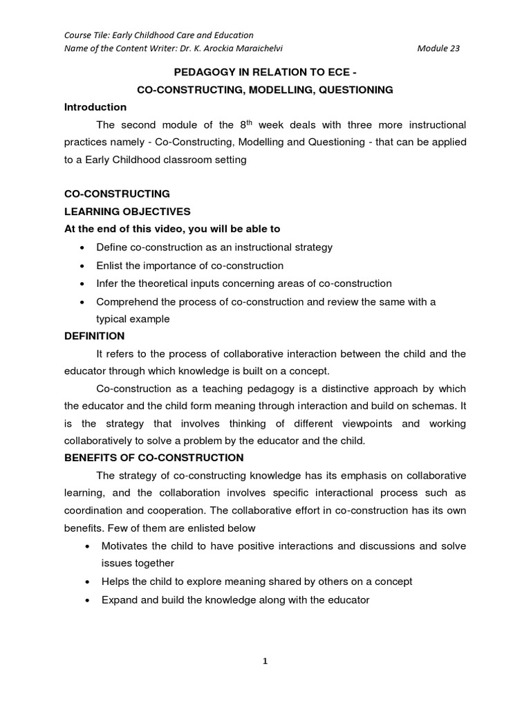 Ece Pedagogy Strategies Pdf Teachers Learning