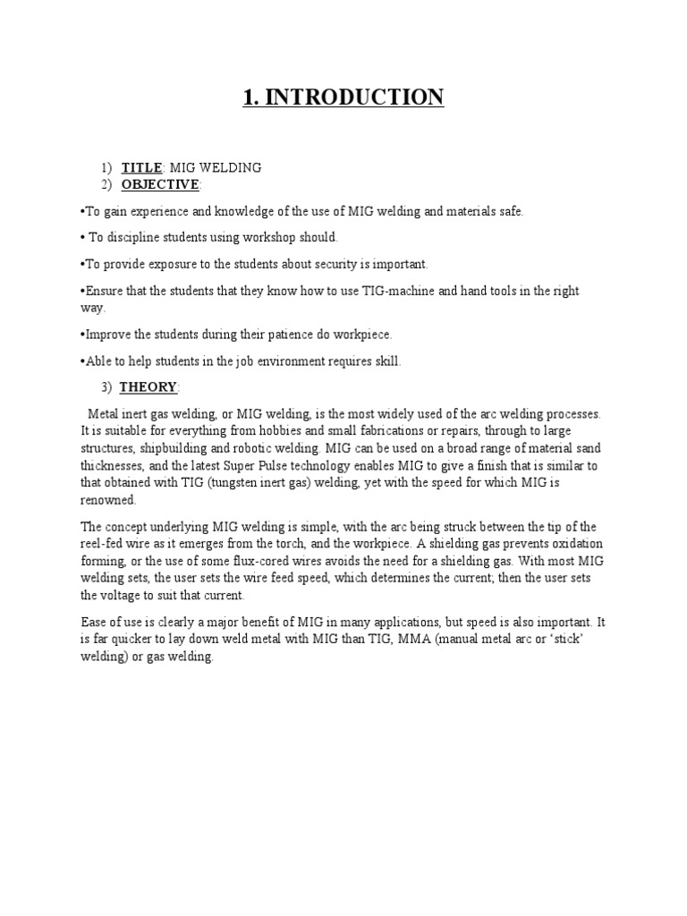 Mig Report | PDF | Construction | Welding