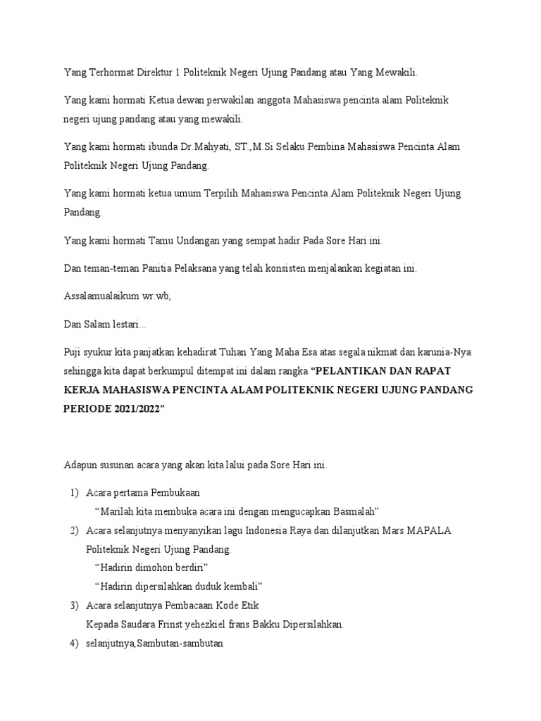 Teks MC Pelantikan | PDF