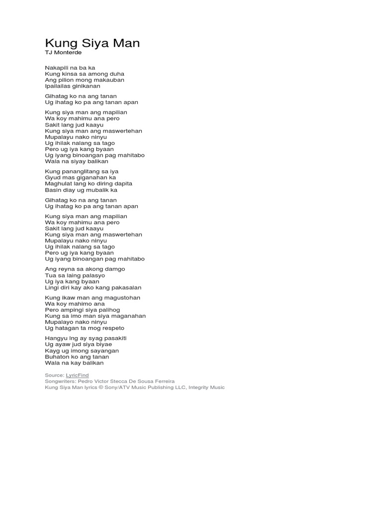 Kung Siya Man Lyrics | PDF