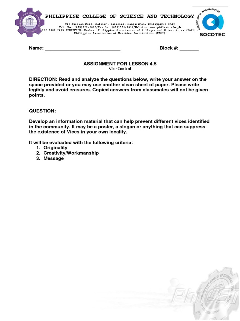 Assignment For Lesson 4.5 | PDF | Career & Growth | Business