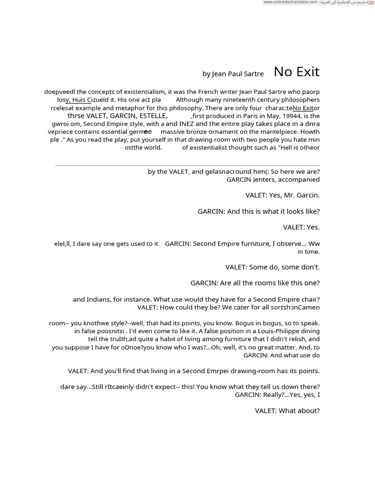 Exit No: Sartre Paul Jean by | PDF | Existentialism