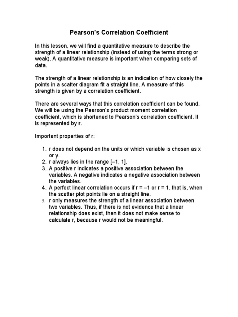 Pearson's Correlation Coefficient | PDF | Correlation And Dependence | Scientific Method