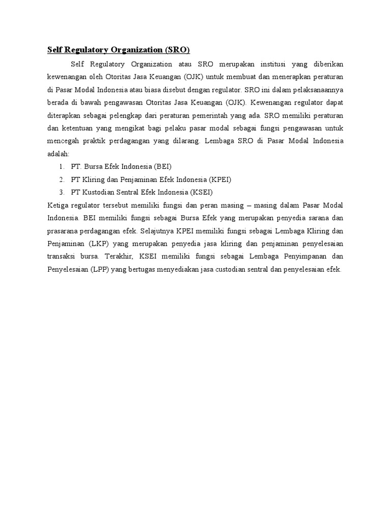 Self Regulatory Organization | PDF