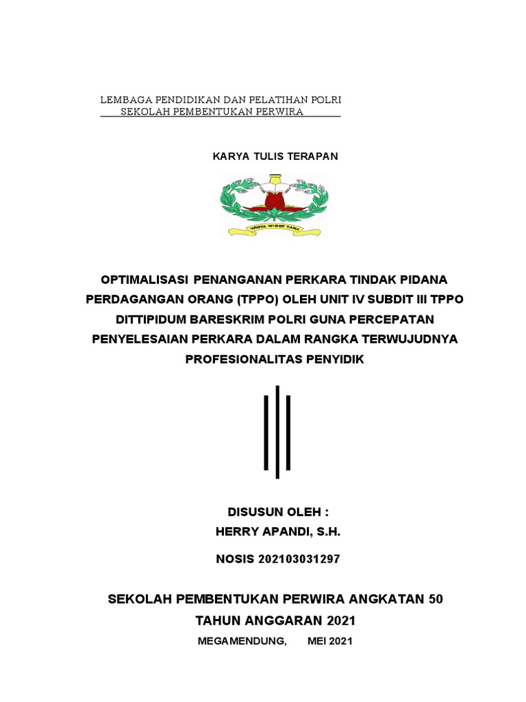 Optimalisasi Penanganan TPPO Polri | PDF