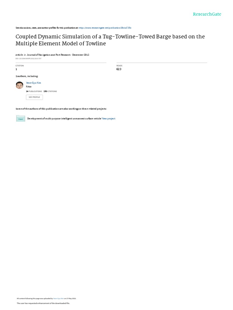 Coupled Dynamic Simulation of A Tug-Towline-Towed | PDF | Force | Tugboat