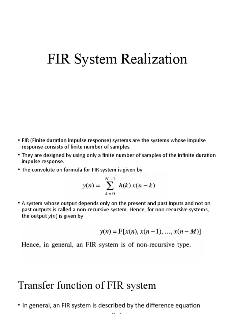 FIR System Realization | PDF | Electronics | Signal Processing