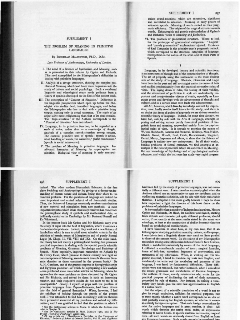 Malinowksi, Bronislaw (1923) - The Problem of Meaning in The Primitive ...