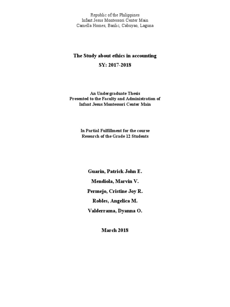 2nd Sem Thesis | PDF | Business Ethics | Accounting