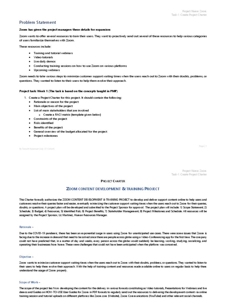 Sample - Project Charter | PDF | You Tube | Information Technology