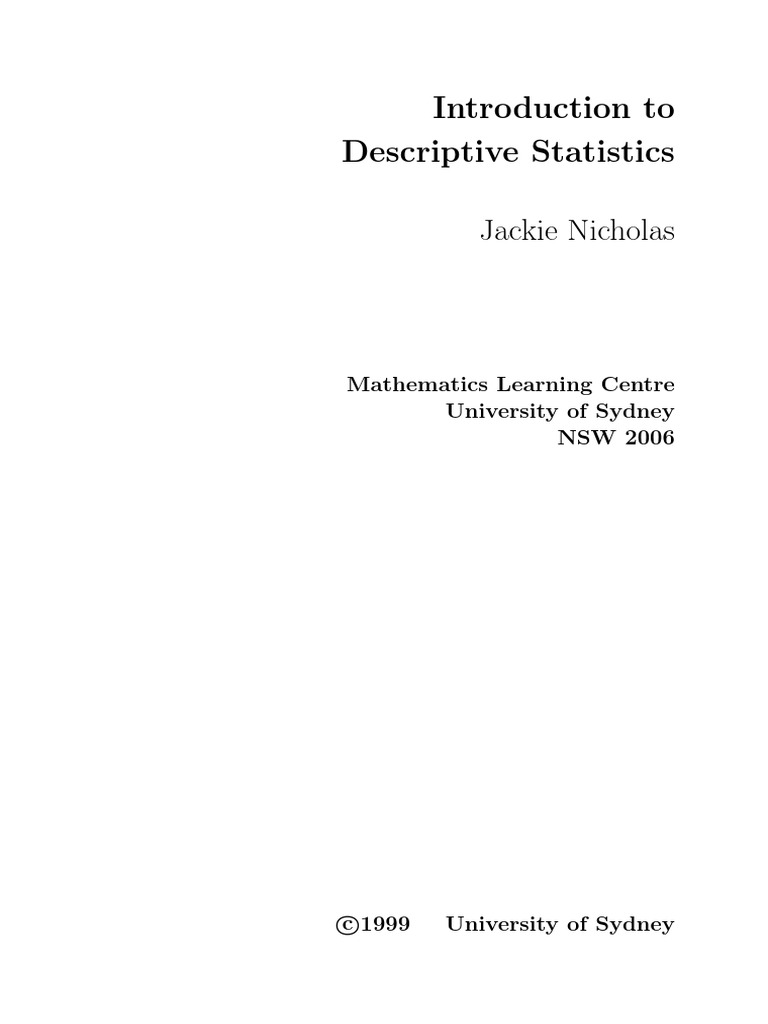 Introduction To Descriptive Statistics | PDF | Mean | Histogram