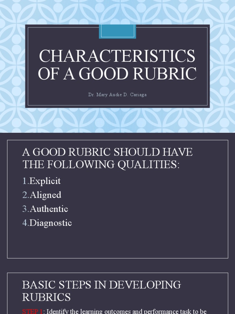 Characteristics of A Good Rubric | PDF | Rubric (Academic ...