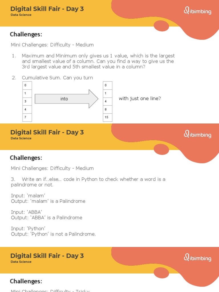 Digital Skill Fair - Challenge Questions | PDF