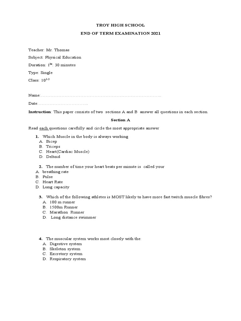 10 1-2 PE Exam Script | PDF | Arm | Dance Science