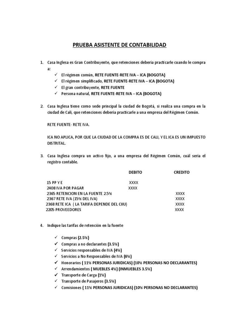 Prueba Asistente Contable Oscar Aguirre | PDF