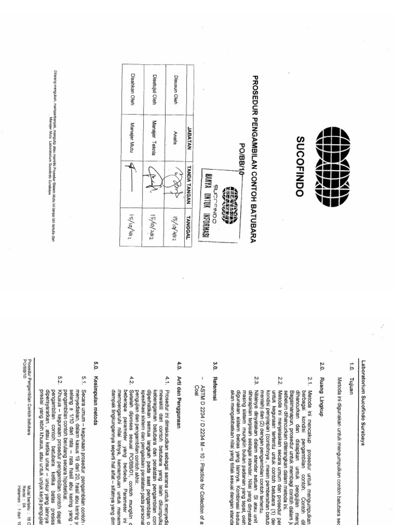 Prosedur Pengambilan Contoh | PDF