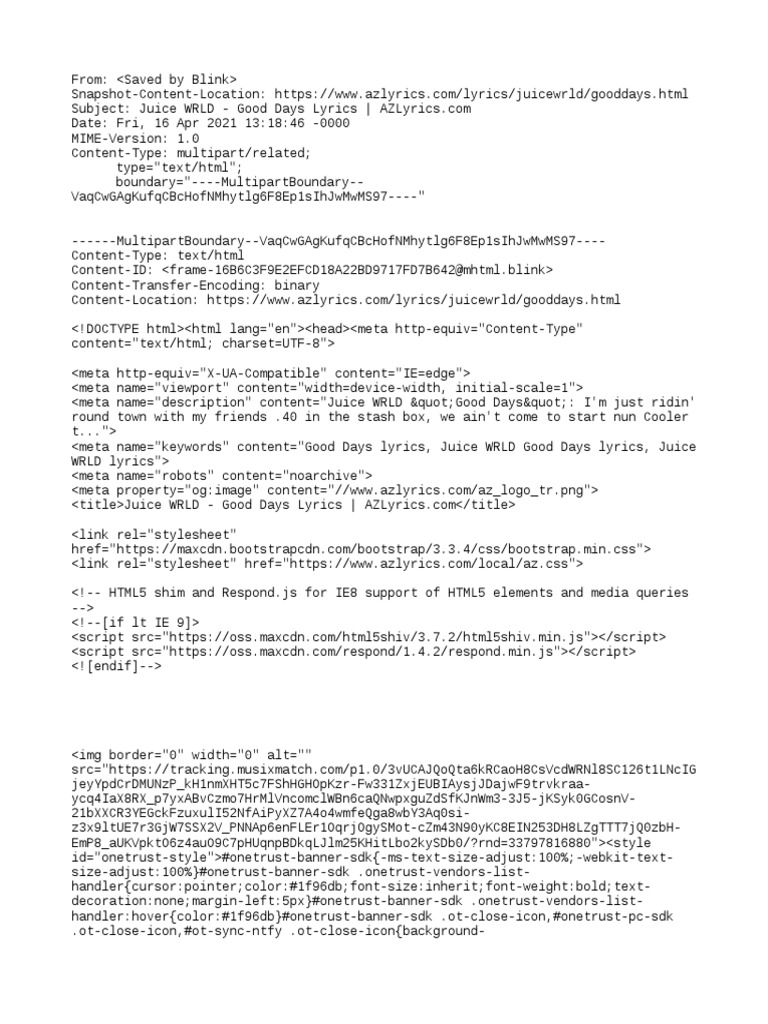 Juice WRLD - Good Days Lyrics | PDF | Email | Information Technology