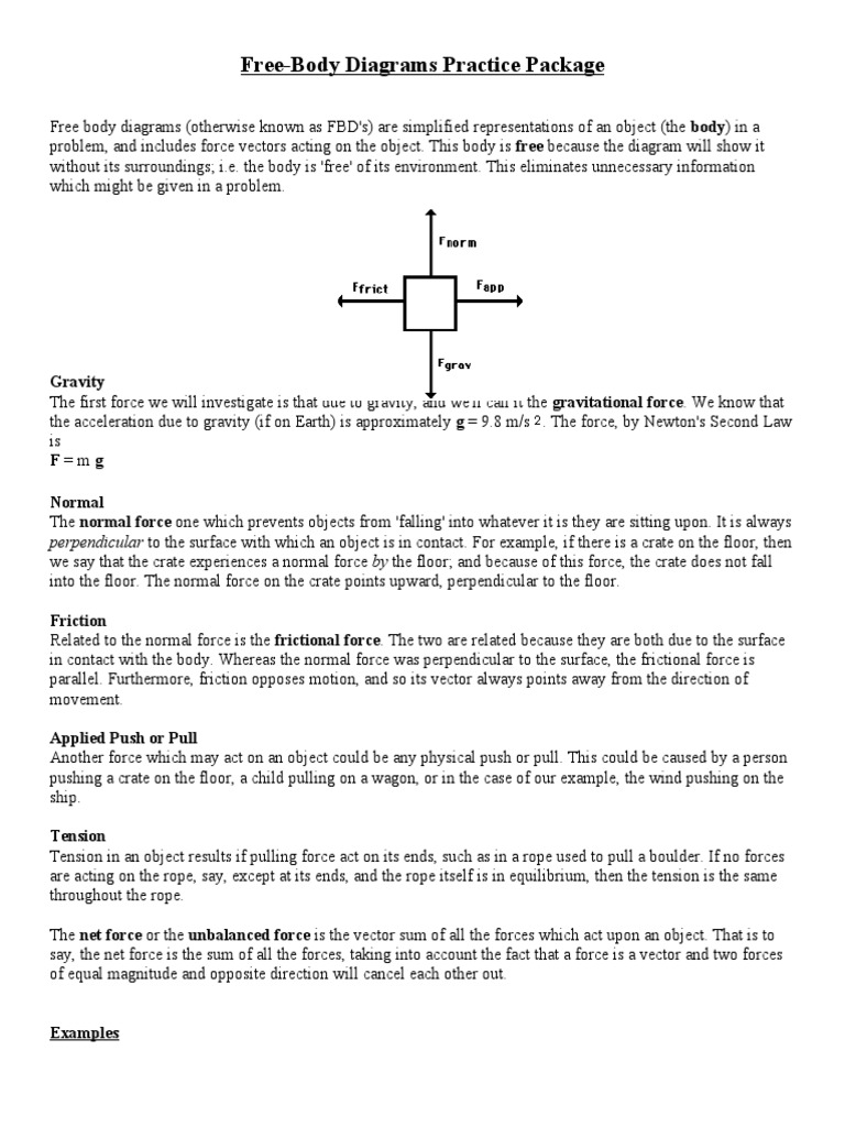 1111 KEY SPH4C Free Body Diagram Worksheet | PDF | Force | Gravity