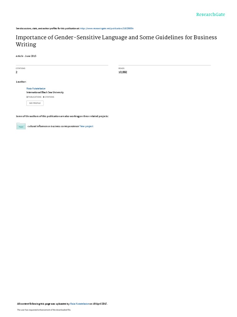 Importance of Gender-Sensitive Language and Some Guidelines For ...