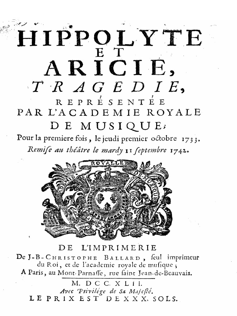 IMSLP163528-PMLP64519-Rameau Hippolyte Et Aricie Livret 1742 | PDF ...
