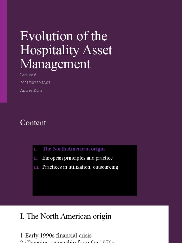 Evolution of Hospitality Asset Management | PDF | Investing | Lease