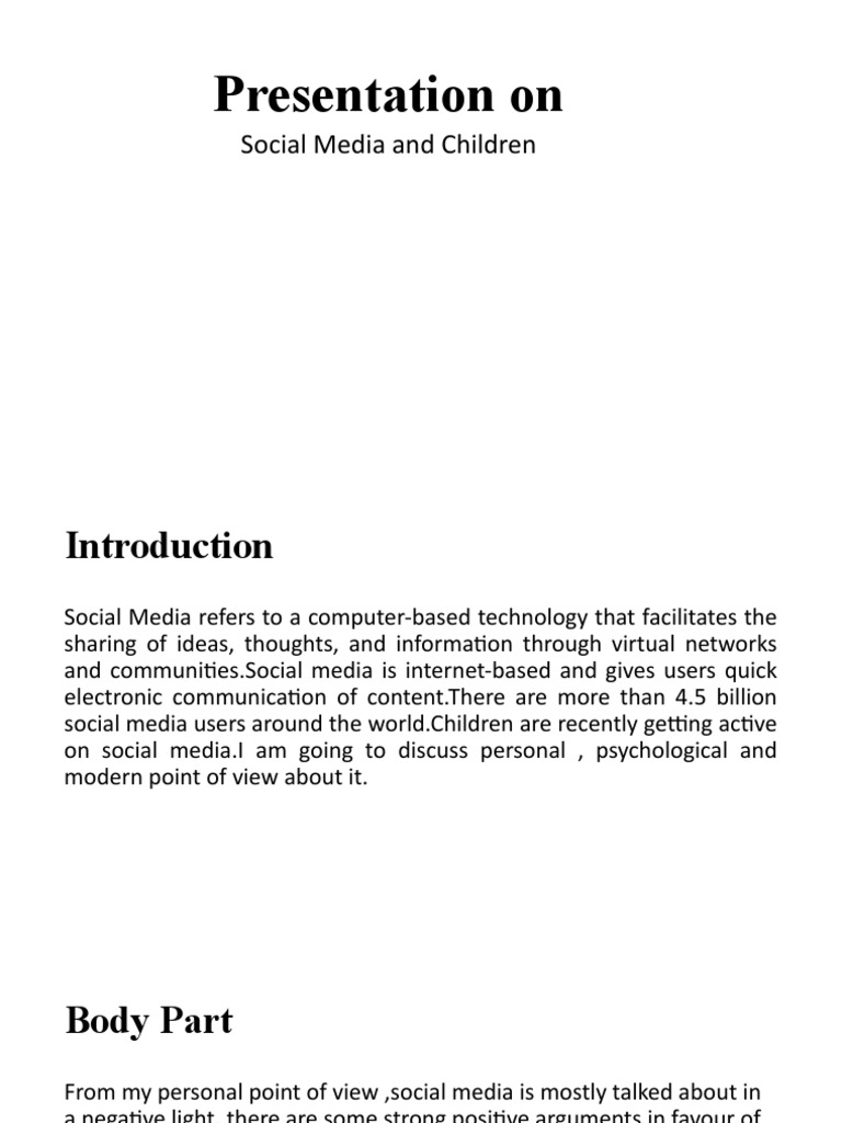 Impact of Social Media on Children | PDF | Popular Culture & Media ...