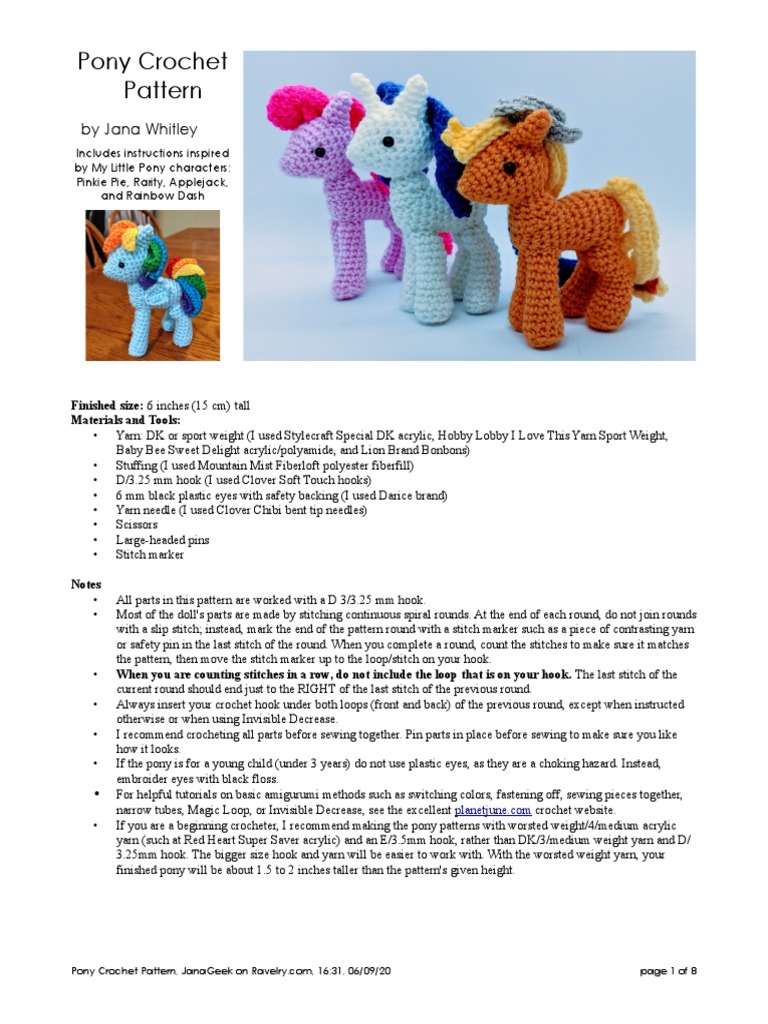 My Little Pony Crochet Patterns 06092020 | PDF | Crochet | Yarn