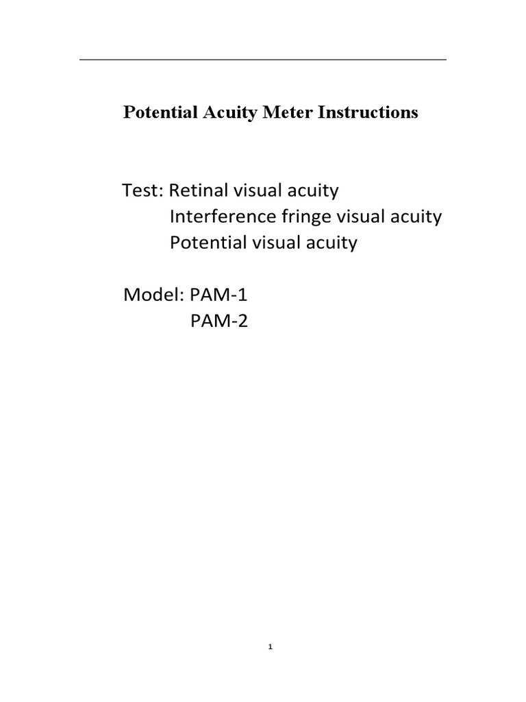 5 PAM-1 Operation Instruction | PDF | Visual Acuity | Cataract