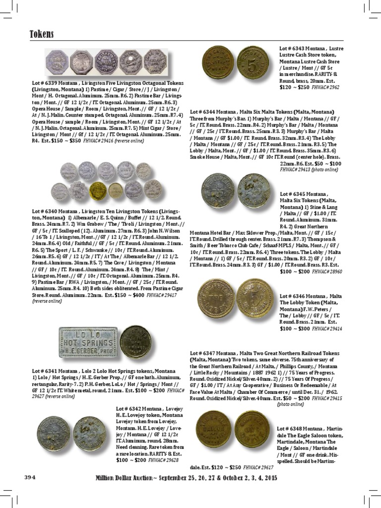 Lot # 6344 Montana, Malta Six Malta Tokens (Malta, Montana) | PDF ...