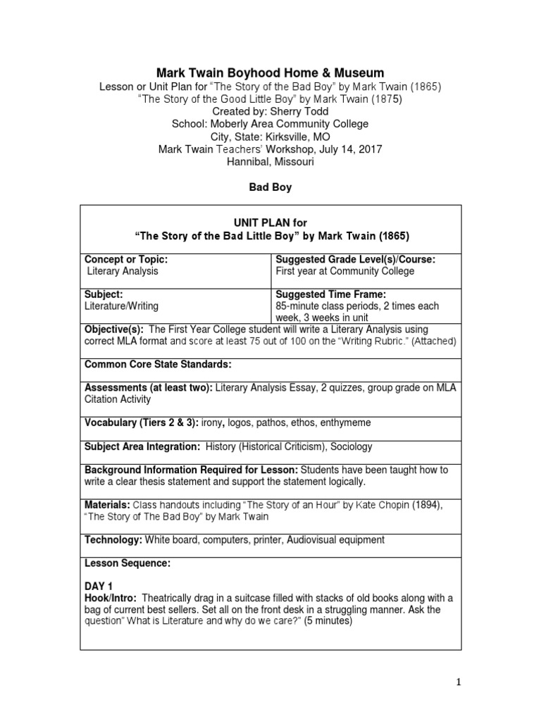 Mark Twain Boyhood Home & Museum: Bad Boy | PDF | Essays | Mark Twain