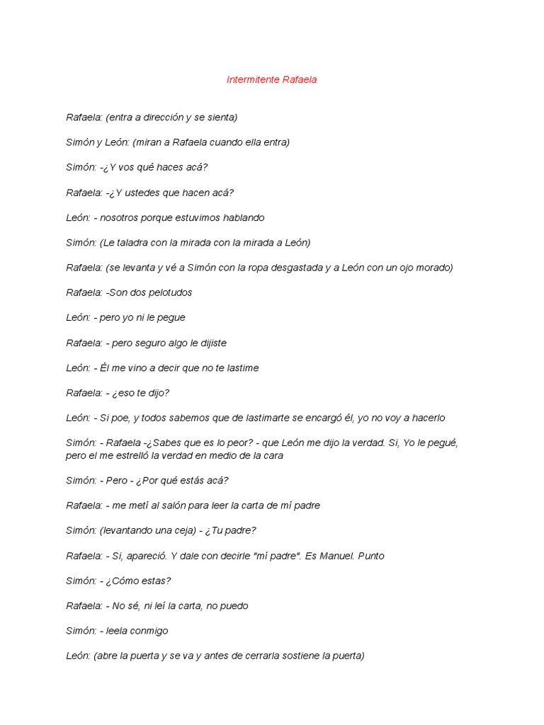 Intermitente Rafaela: Diálogo y Conflicto | PDF