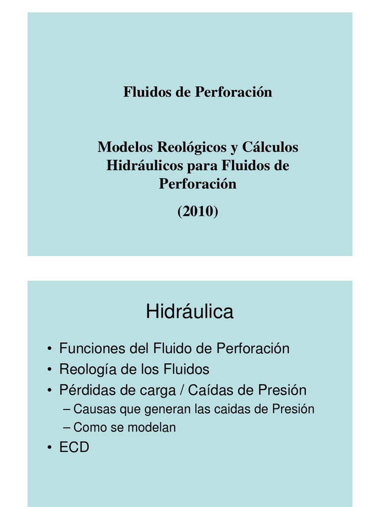 Fluidos de Perforacion - Reologia e Hidraulica - 2010 | PDF | Fluido | Viscosidad