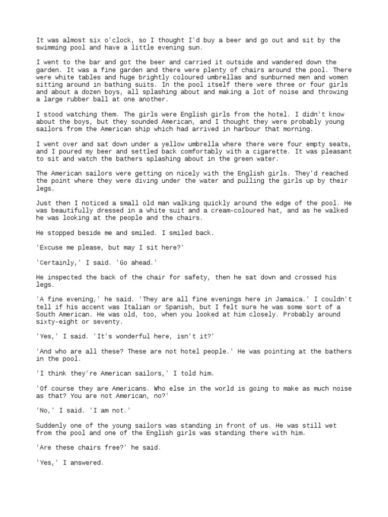 Man From The South by Roald Dahl | PDF | Hand