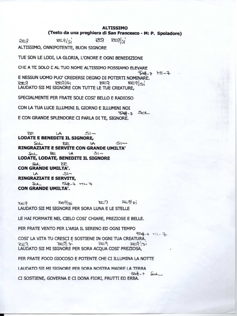 ALTISSIMO Accordi | PDF