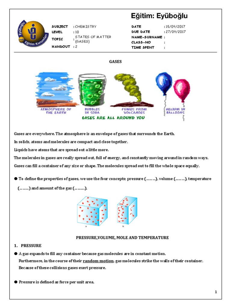 Handout - 2 - Physical States of Matter | PDF | Gases | Temperature