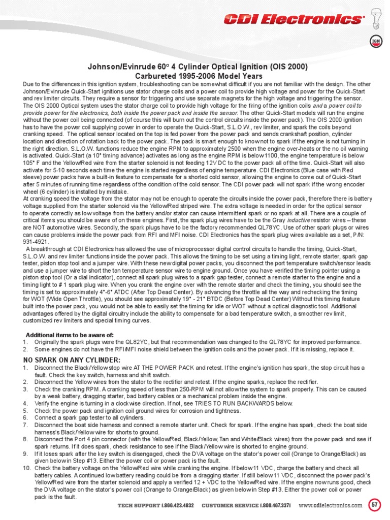 Johnson/Evinrude 60° 4 Cylinder Optical Ignition (OIS 2000) Carbureted ...