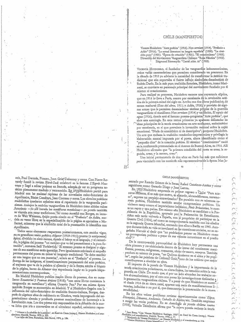 Chile, Manifiestos. Vicente Huidobro (Schwartz, 2002) | PDF