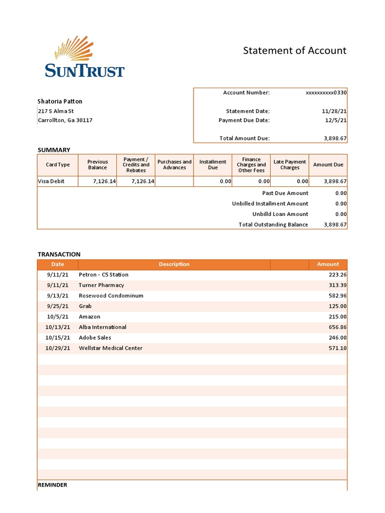 Bank Statement Template 4 - TemplateLab | PDF | Payments | Financial ...
