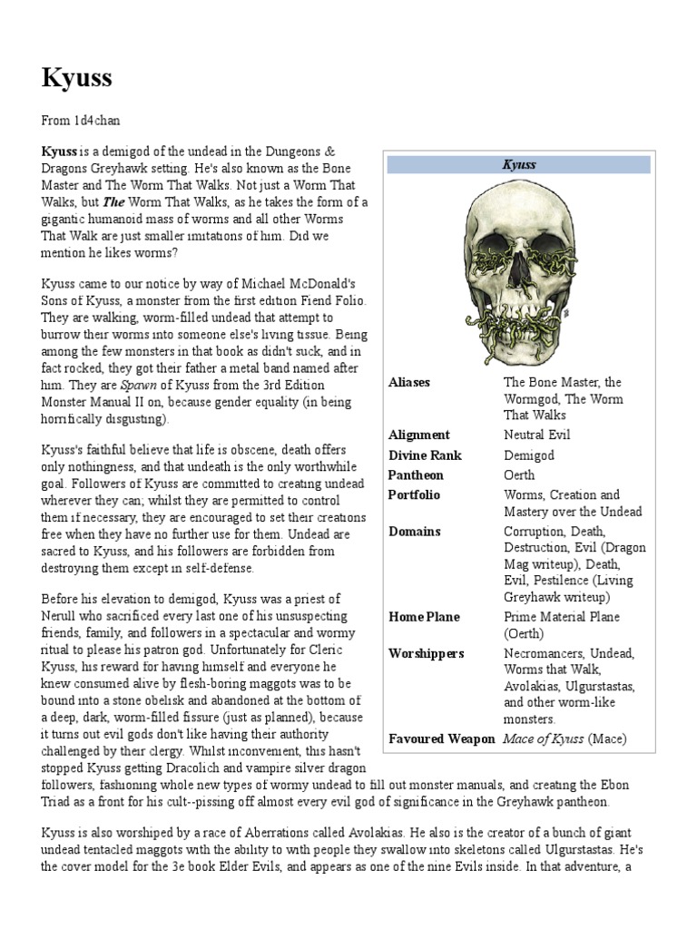The Worm God Rises: An Analysis of Kyuss, the Demigod of Undeath and ...