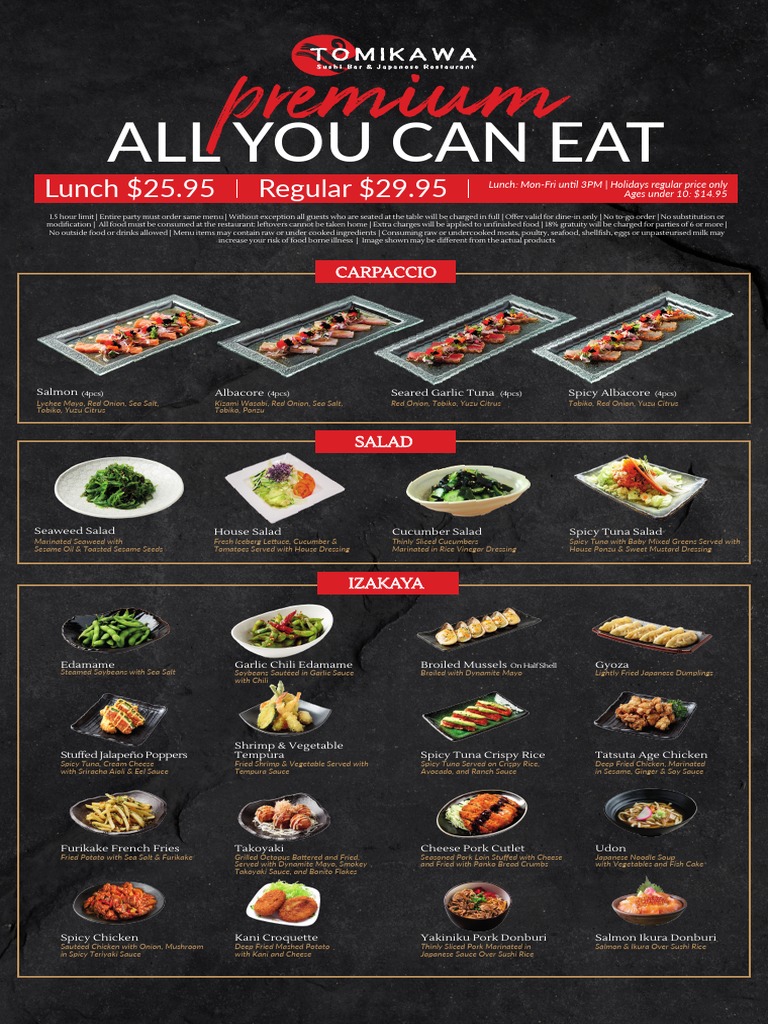 Tomikawa AYCE+Menu+2021 | PDF | Salad | Sushi