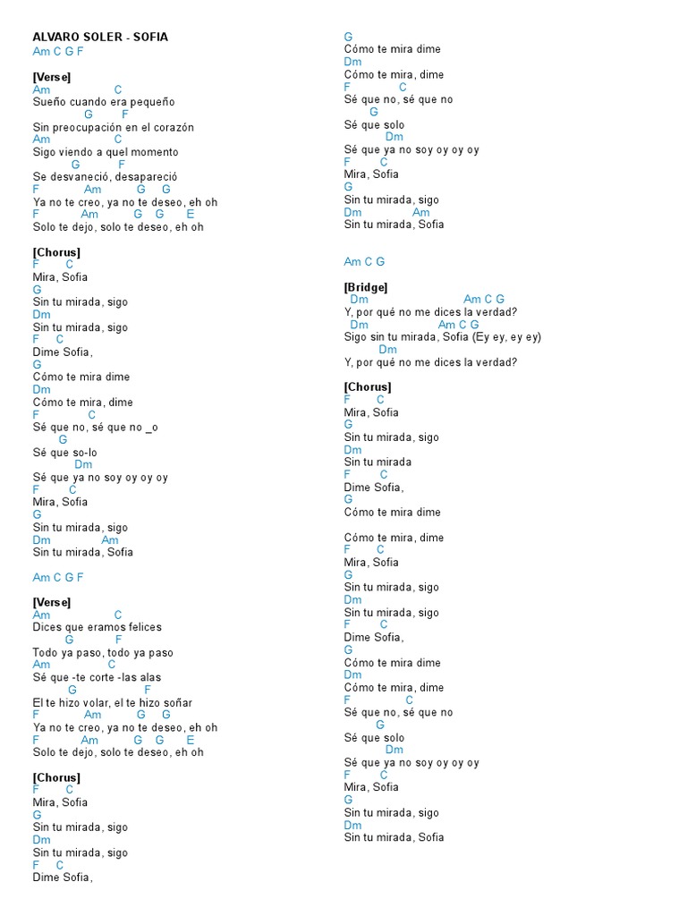 Alvaro Soler - Sofia | PDF